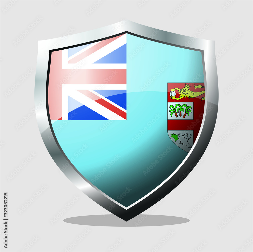 fiji flag shield icon with white background Stock Vector | Adobe Stock