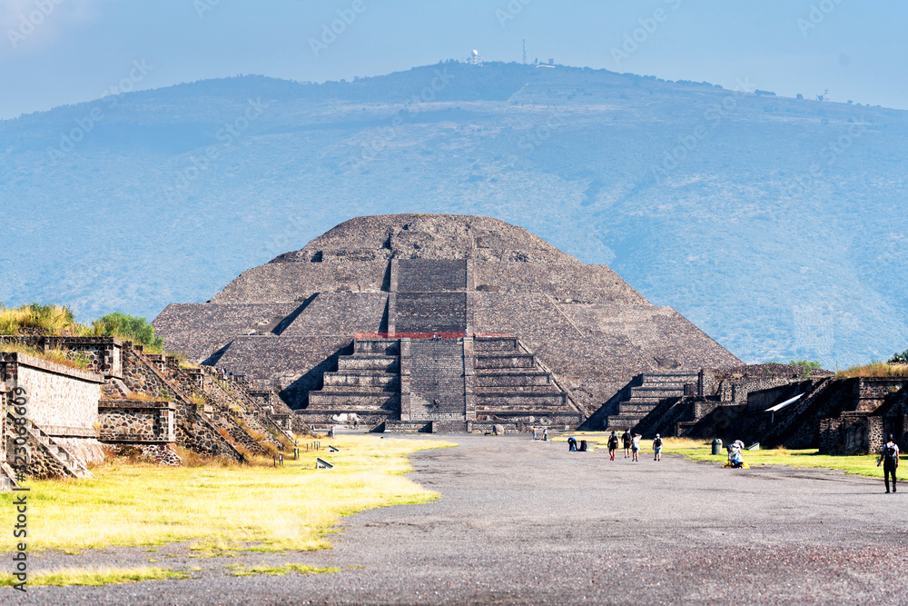 View of the pyramids of Teotihuacan ancient Mesoamerican city in Mexico ...