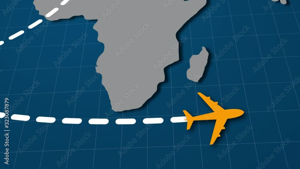 3d animation motion design Airplanes flying according to routes around ...