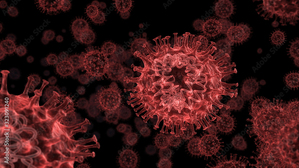 Virus flow with RNA, black background Stock Illustration | Adobe Stock