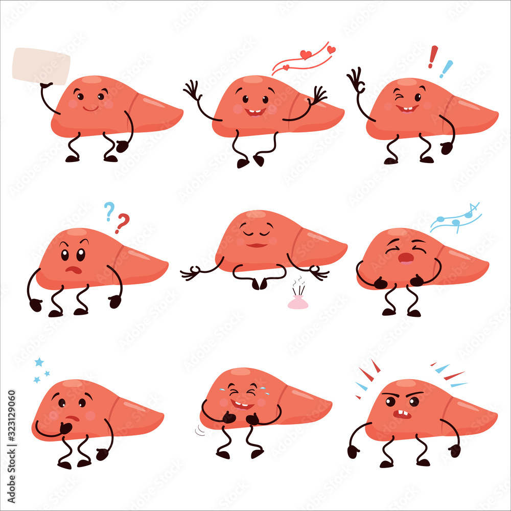 Set of cartoon characters liver. Stock Vector | Adobe Stock