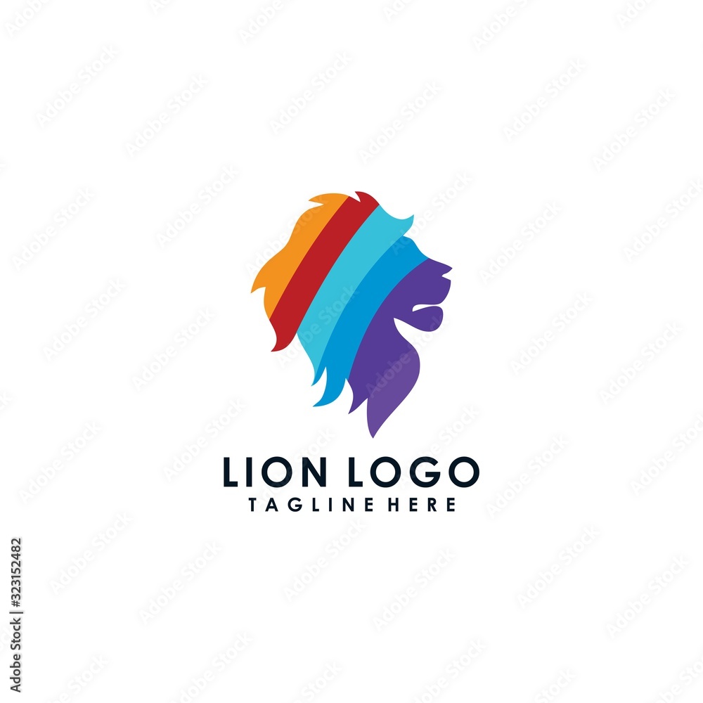 Lion Logo Full Color Stock Vector | Adobe Stock