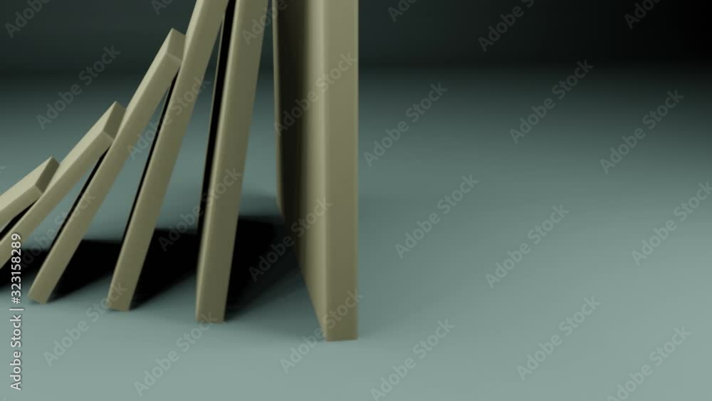 Falling domino pieces of increasing sizes falling. Cause and effect ...
