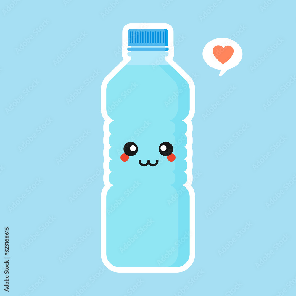 Cute and kawaii cartoon mineral water character. funny water bottle ...