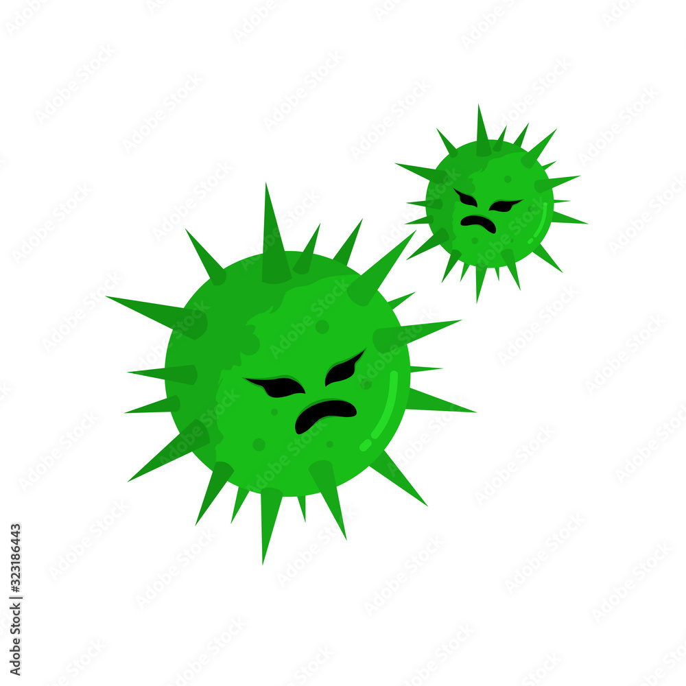 Virus or Coronavirus Vector Character Flat Design with Evil Face ...