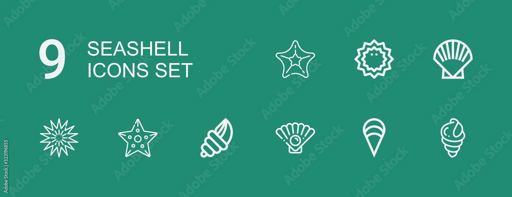 Editable 9 seashell icons for web and mobile Stock Vector | Adobe Stock