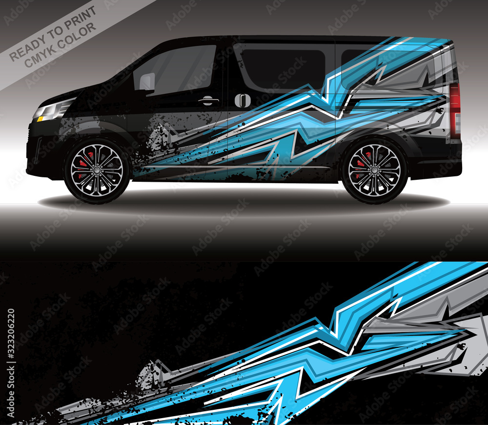 Car wrap decal design vector, custom livery race rally car vehicle ...
