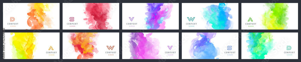 Big bundle set of bright vector colorful watercolor background for ...