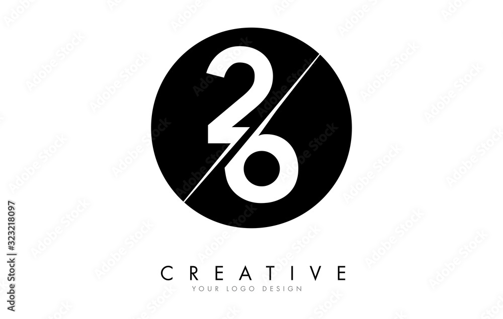 26 2 6 Number Logo Design with a Creative Cut and Black Circle ...