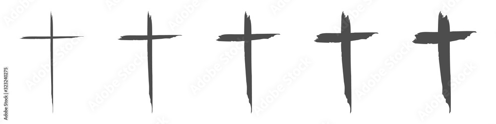 Set hand drawn cross. Vector cross. The cross is made with a brush ...