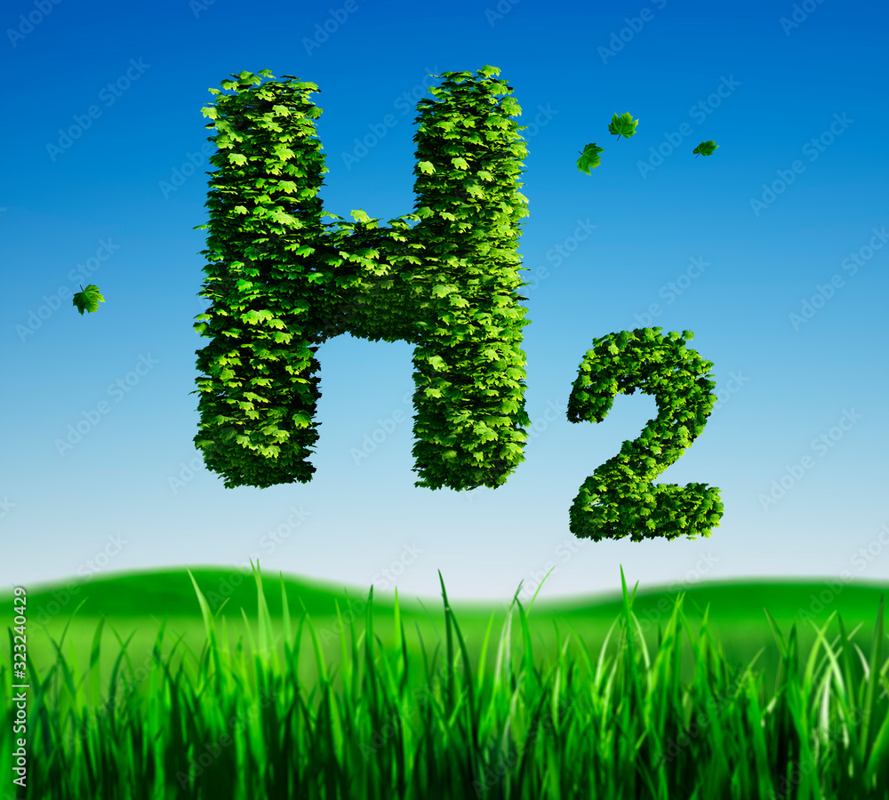 H2 Hydrogen green energy symbol - Ecological Concept Stock Illustration ...