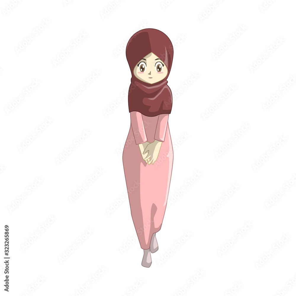 Muslim cartoon with Japanese Manga style Stock Vector | Adobe Stock