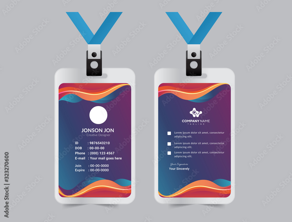 ID Card Design Template with Abstract Shape . Easy to Use and Customize ...