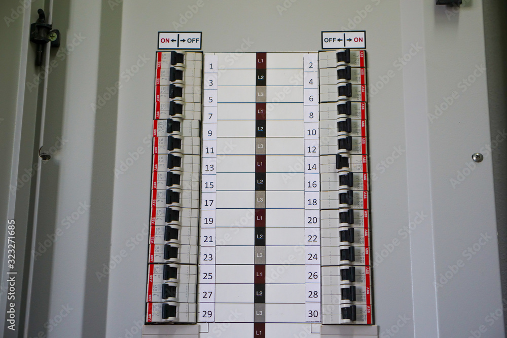 Electrical panel with automatic cutout or circuit breaker. switchboard ...
