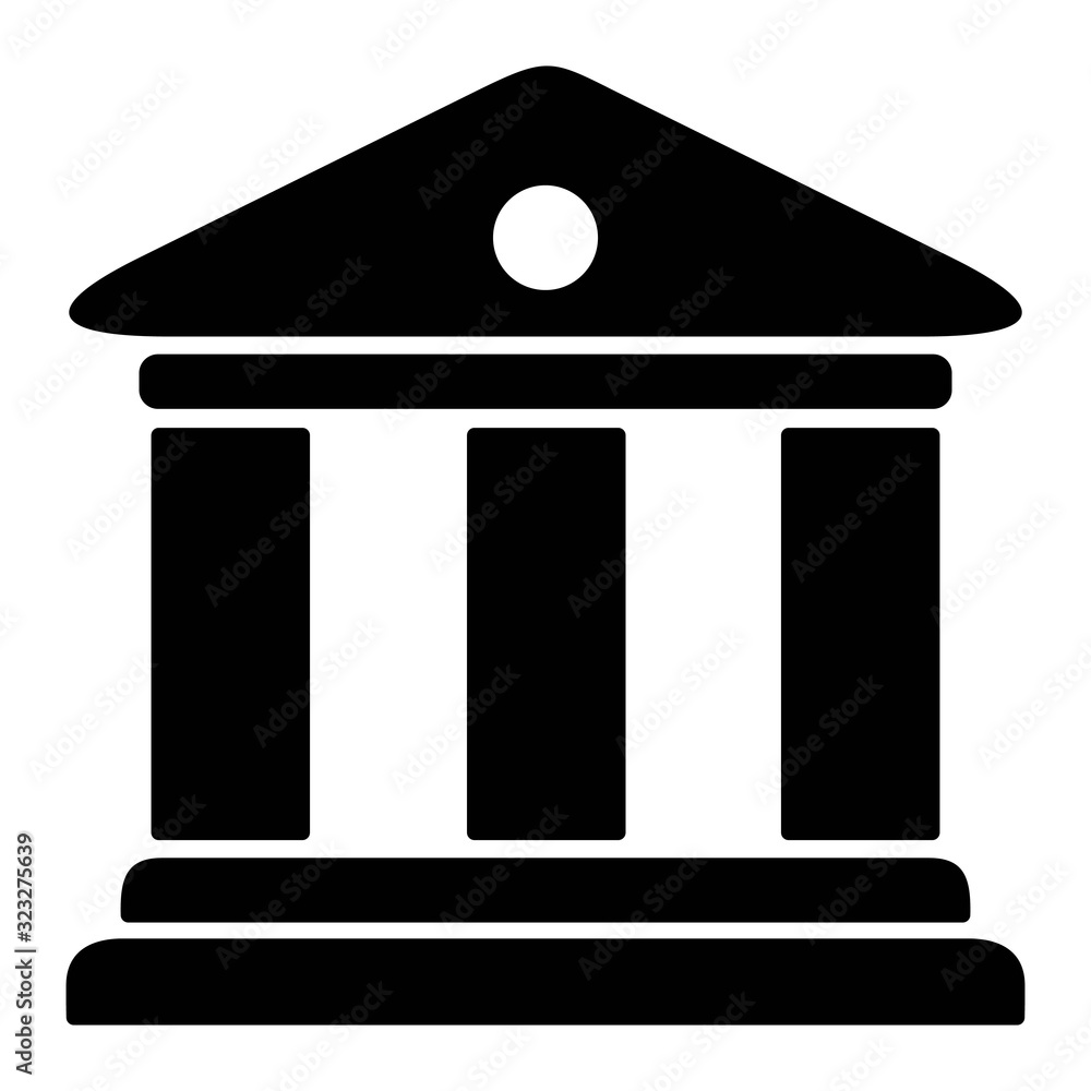 Institution icon. Court building symbol. Bank, financial institute ...