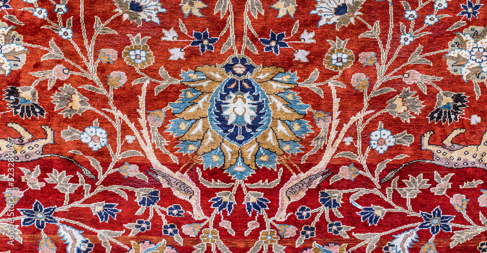Persian carpet details. Floral motifs of the clasical Persian carpet ...
