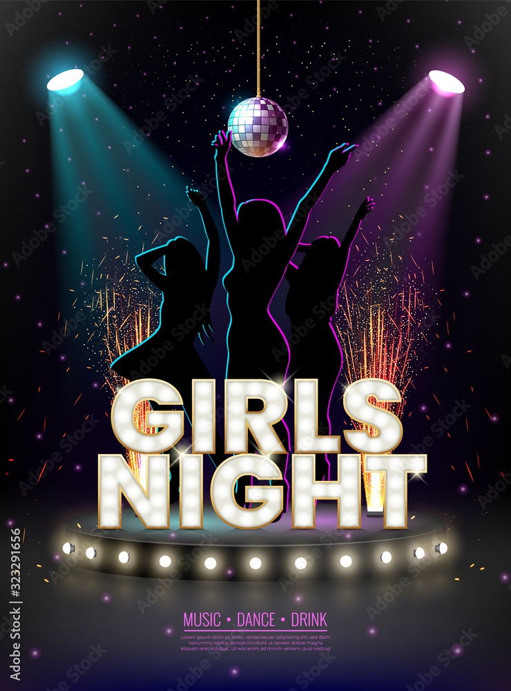 Advertising poster design Girls Night party. Party Invitation Booklet ...