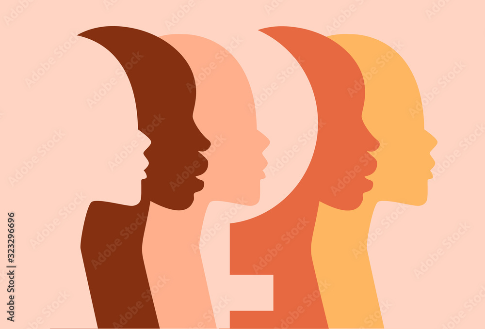 Female silhouettes. Vector illustration with women of different ...
