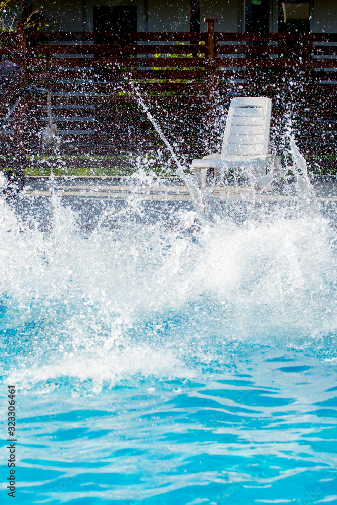 Water splash in the pool. Summer vacation at the resort_ Stock Photo ...
