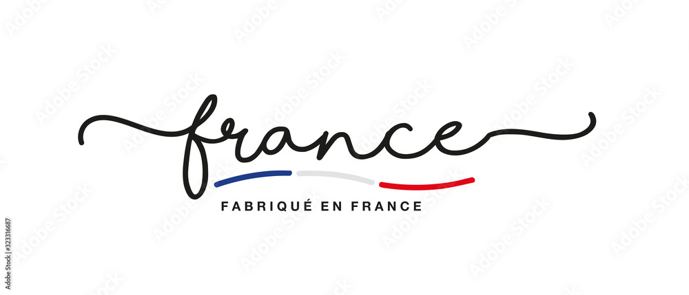 Made in France logo French language handwritten calligraphic lettering ...
