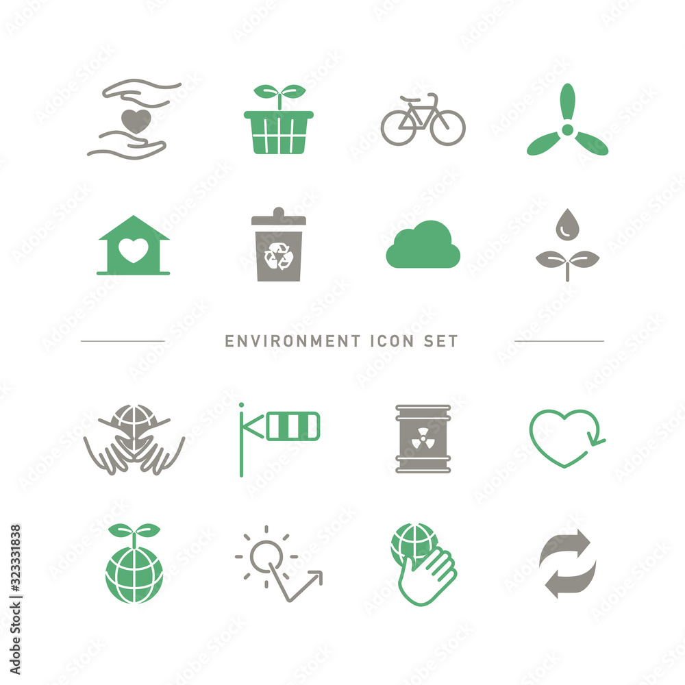 ENVIRONMENT ICON SET Stock Vector | Adobe Stock