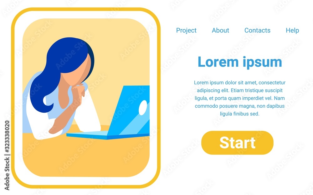 Flat Vector Starting Page Design Template for Business Project ...