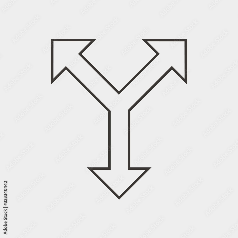 3 way road icon vector illustration and symbol for website and graphic ...