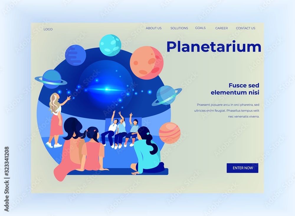 People Visiting Planetarium, Spectacular Fulldome Digital Projection of ...