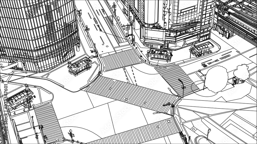 shibuya scramble crossing Stock Vector | Adobe Stock