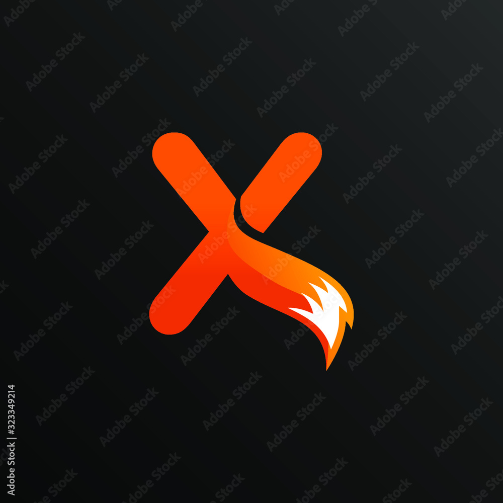 Initial Letter X with Fox Tail Logo Design Stock Vector | Adobe Stock