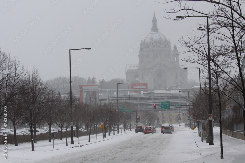 Cathedral of St Paul in Snow Minnesota Stock Photo | Adobe Stock