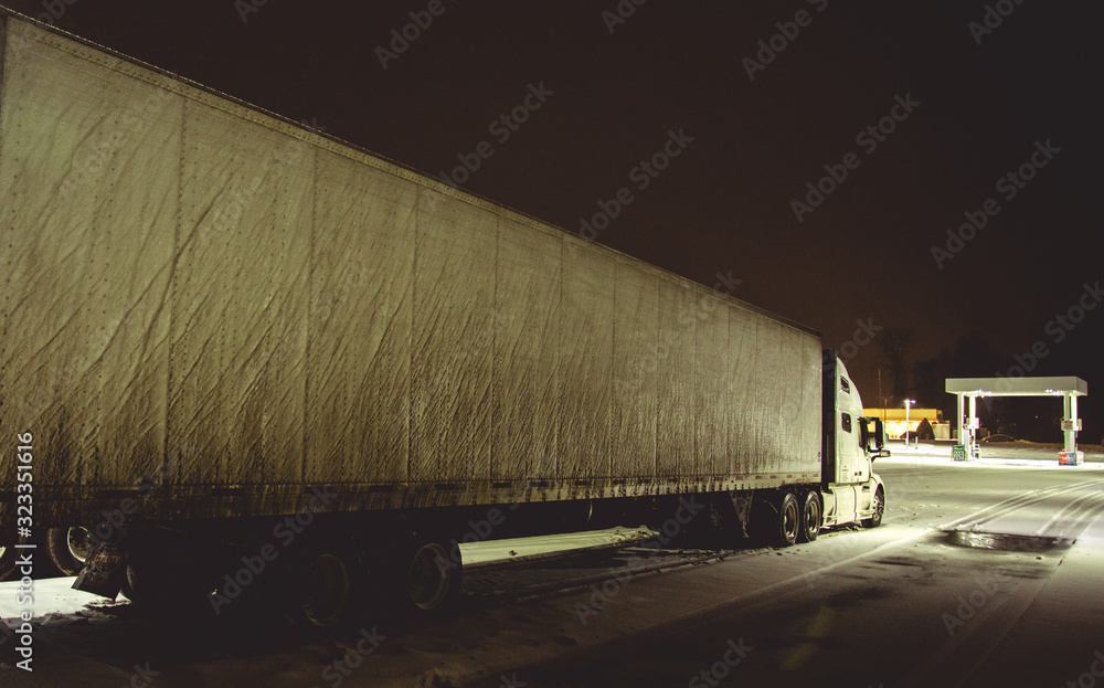 trailer, truck in night time Stock Photo | Adobe Stock