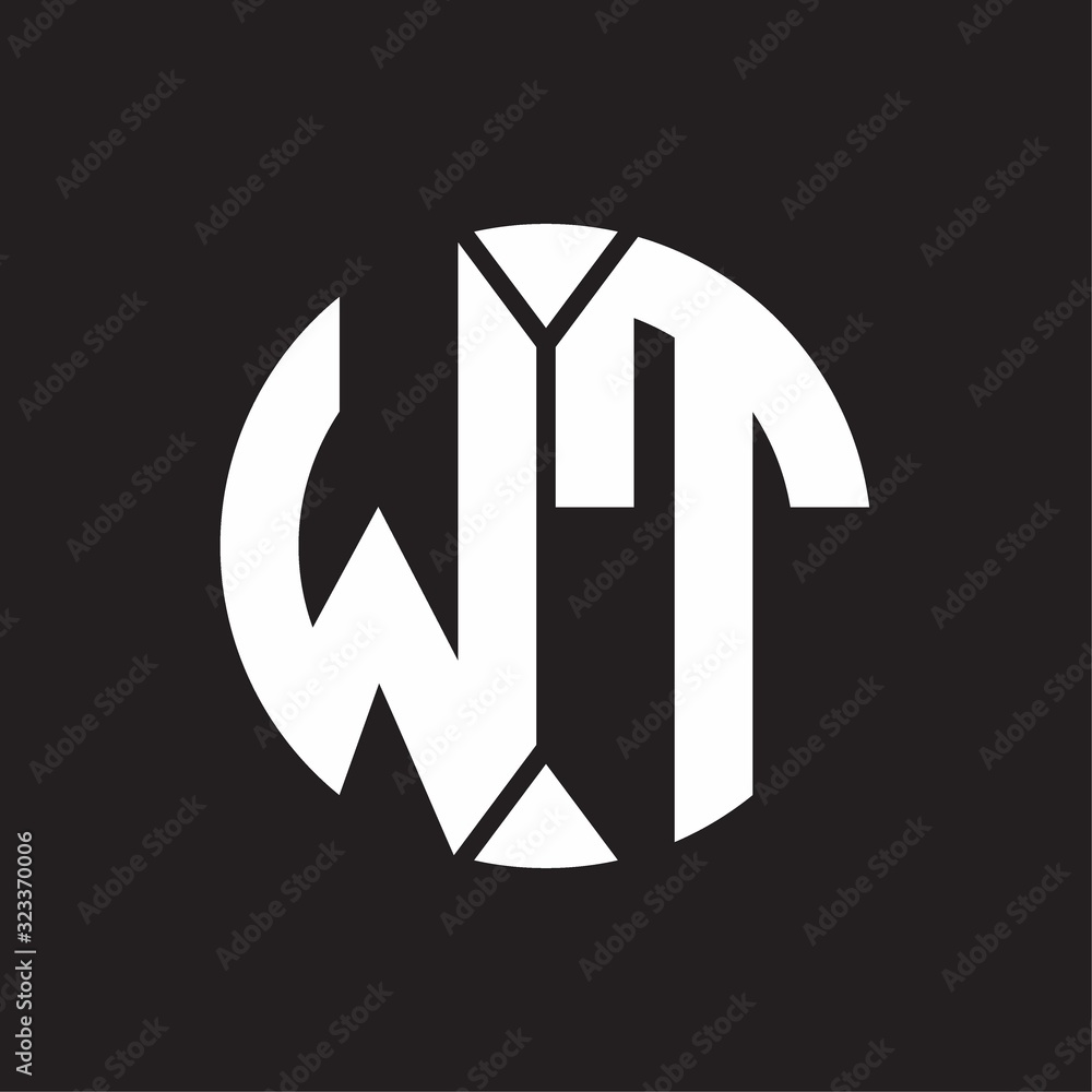WT Logo monogram with piece circle ribbon style Stock Vector | Adobe Stock