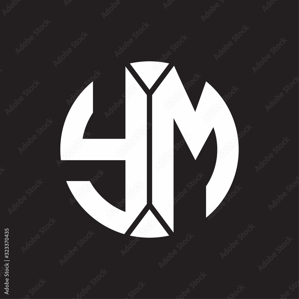 YM Logo monogram with piece circle ribbon style Stock Vector | Adobe Stock