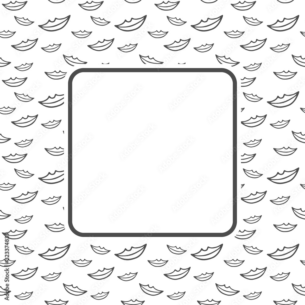 Doodle women lips seamless pattern with frame isolated on white. Hand ...