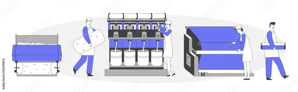 Modern Textile Factory. Automated Machine for Yarn Producing ...