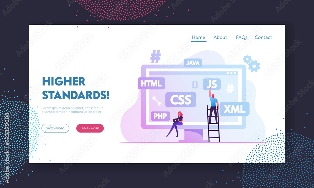 Software Development Website Landing Page. Programmers Make Site, Designer Developer Social ...