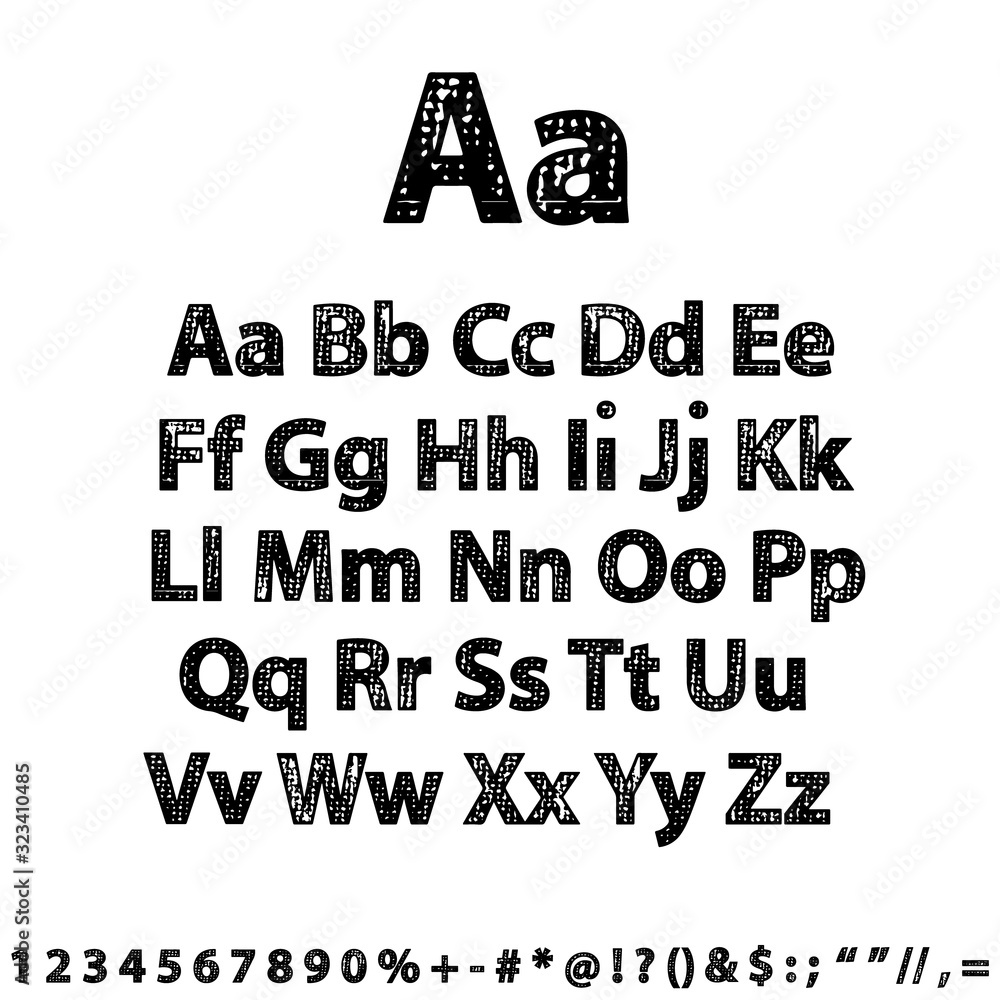 Dirty textured of typography grungy stamped alphabet font vector ...