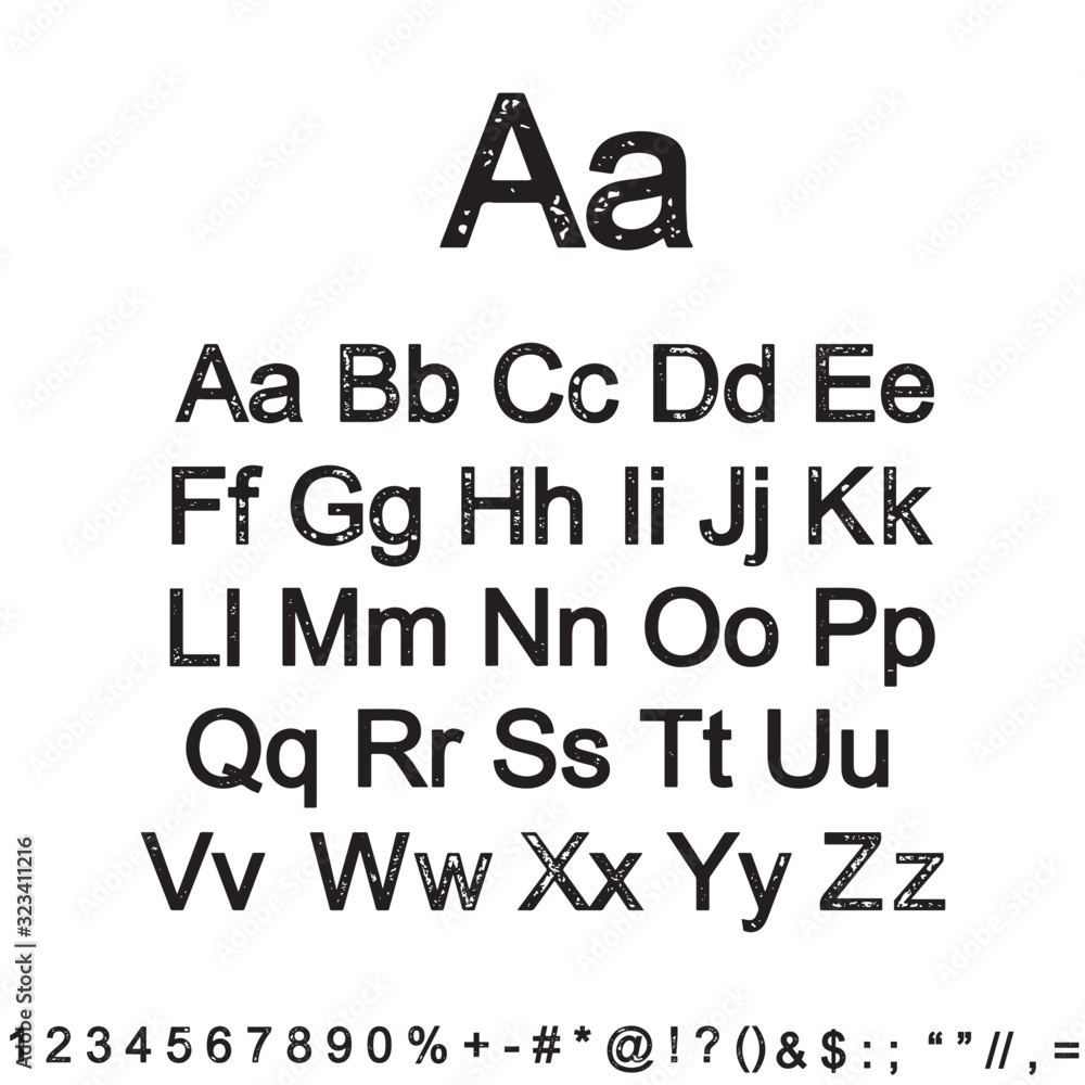 Dirty textured of typography grungy stamped alphabet font vector ...