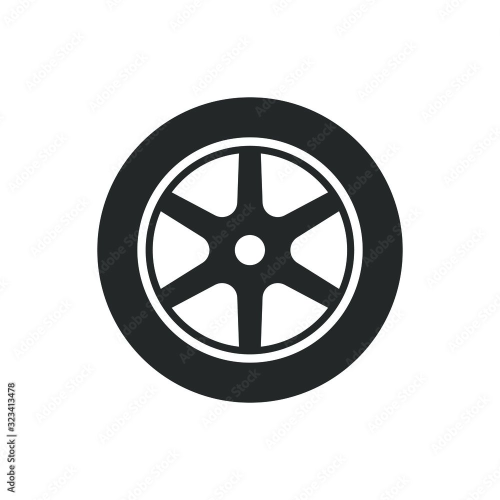Car tire icon shape silhouette. Truck wheel rim service logo symbol ...