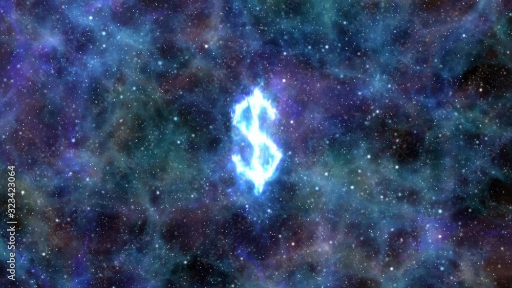 Galaxy shaped like USD symbol. Animation of stars in an abstract ...