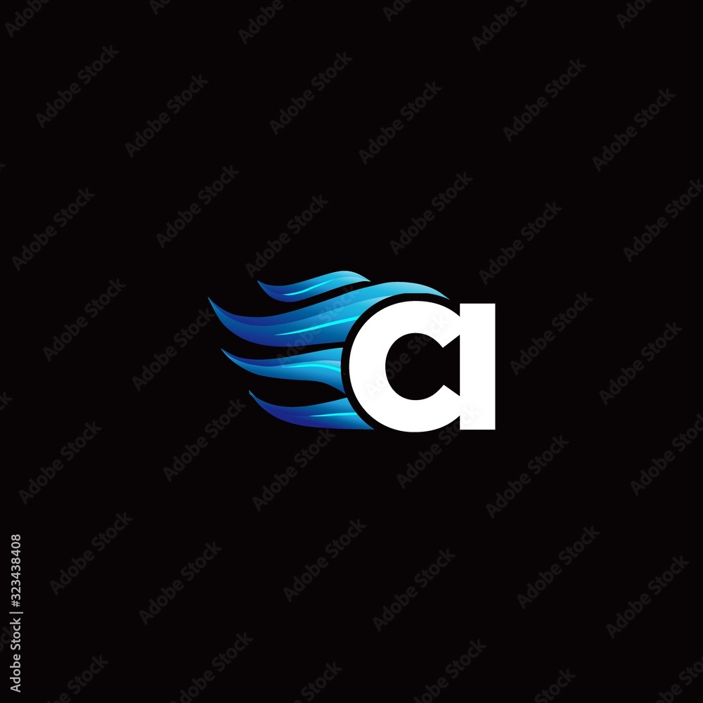 CI monogram logo with blue fire style design template Stock Vector ...
