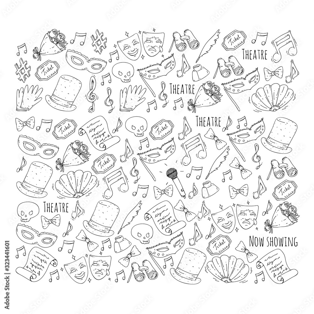 Theatre vector illustration. Entertaiment, cinema, stage, event ...