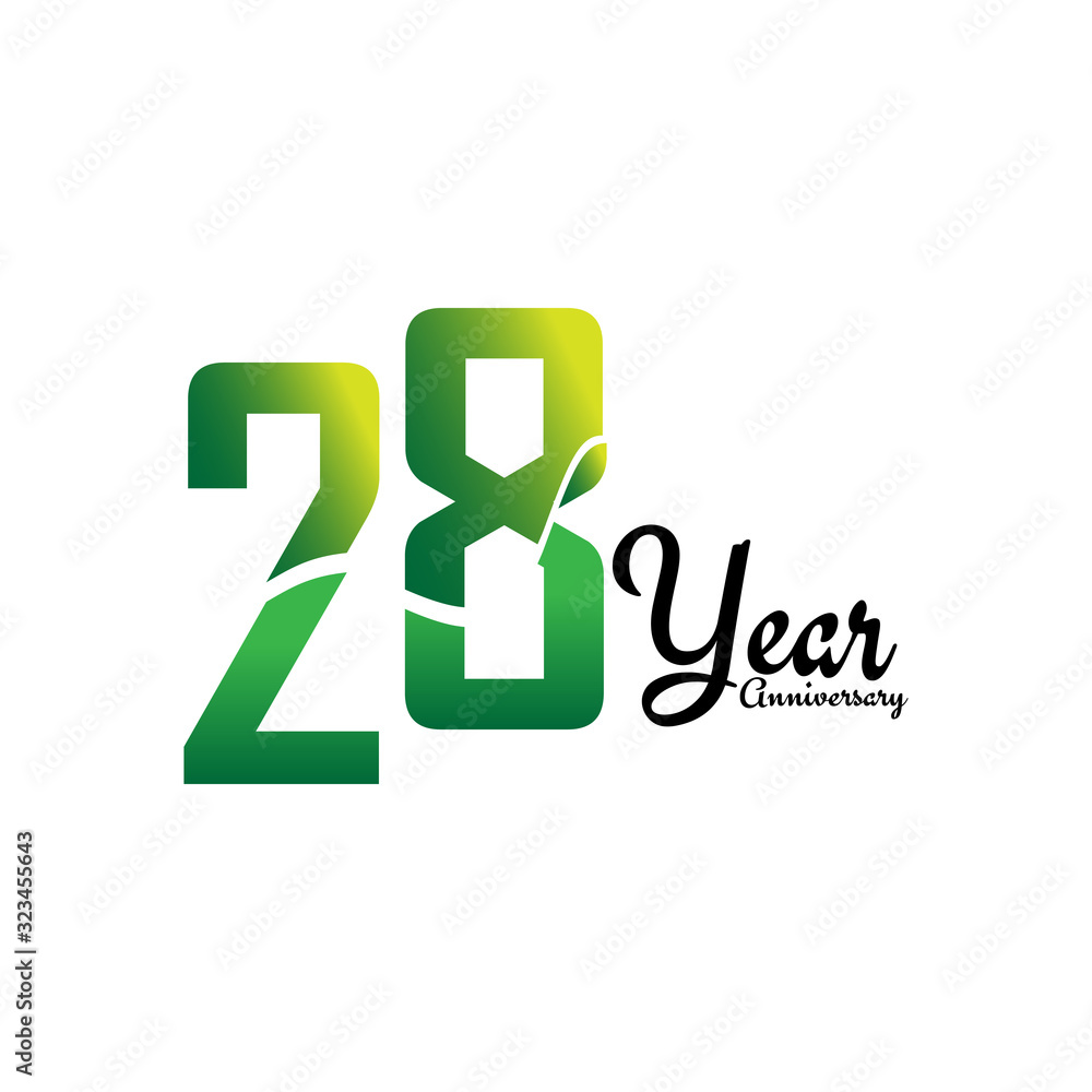 28 Years Anniversary Celebration Logo Vector Template Design ...