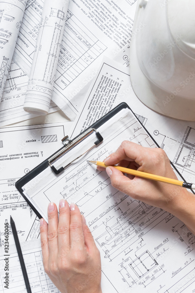 architect design working drawing sketch plans blueprints and making ...