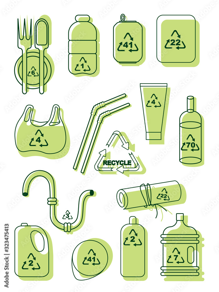 Set environmental symbols in the triangle. Recycling symbols of plastic ...
