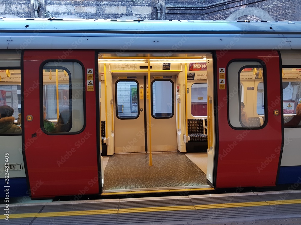 London underground, Tube train door Stock Photo | Adobe Stock