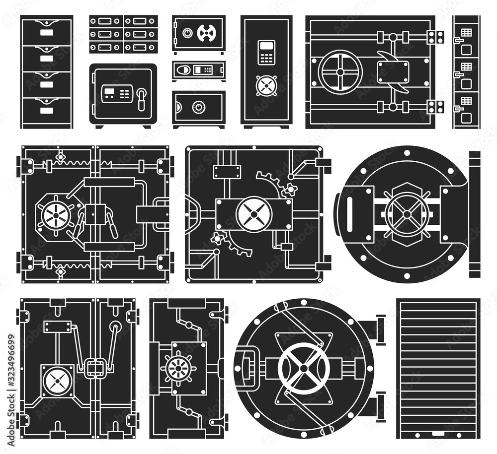 Door of storage vector black set icon.Vector illustration set security ...