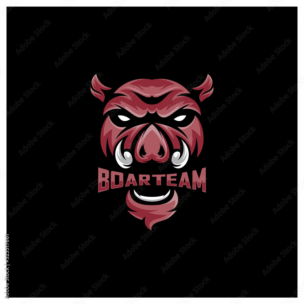 Boar Esport gaming mascot logo template Vector. Modern Head Boar Logo ...