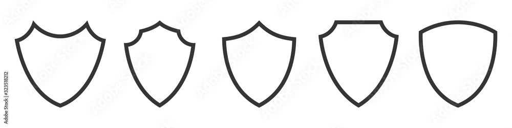 Set of Shield outline icons. Vector Shields. Stock Vector | Adobe Stock